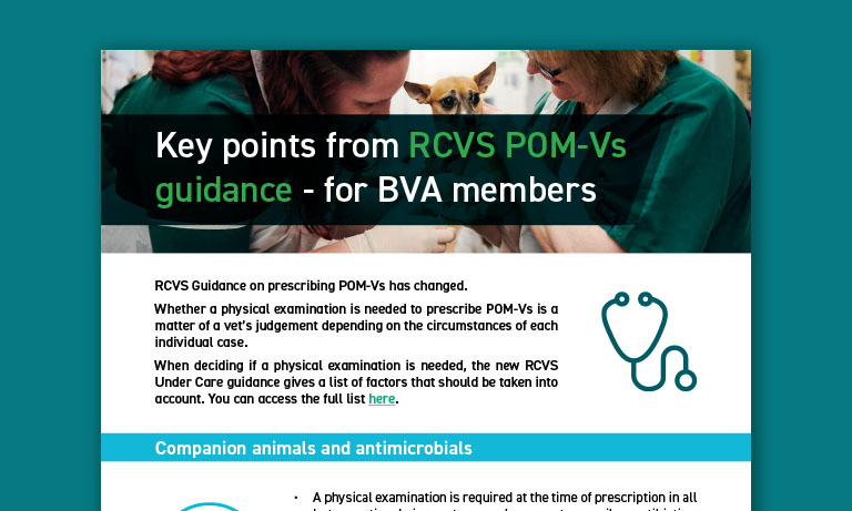 Summary of the RCVS Under Care Guidance on prescribing POM-Vs